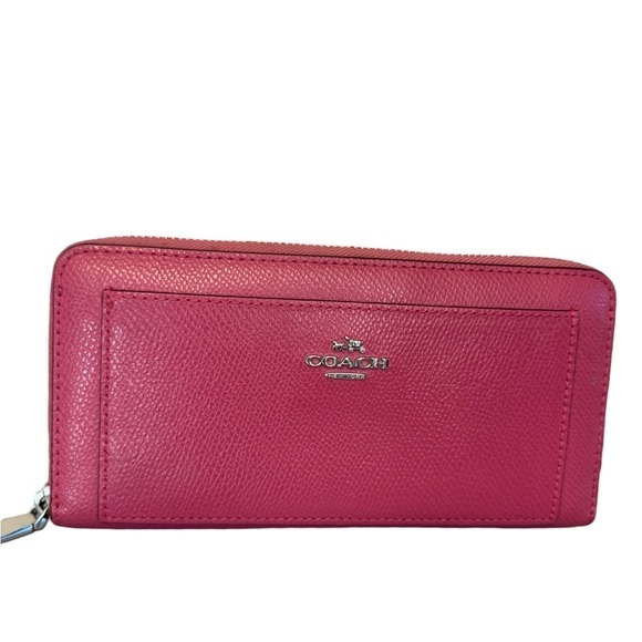 Coach | Bags | Coach Raspberry Pink Crossgrain Leather Accordion Zip ...